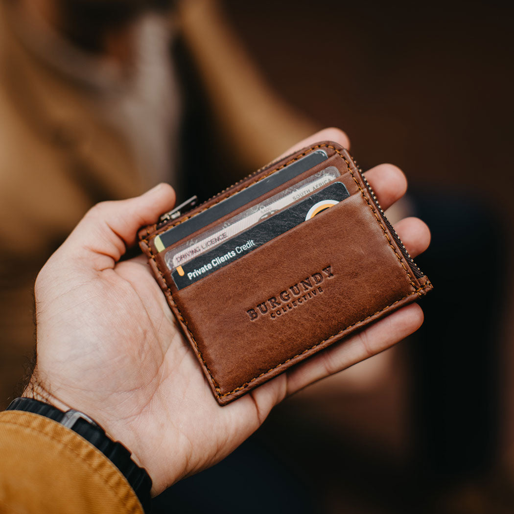 Zip Card Leather Wallet | Burgundy Collective